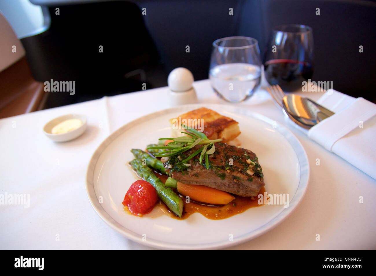 A perfect steak as an inflight meal in Business Class on my way to ...