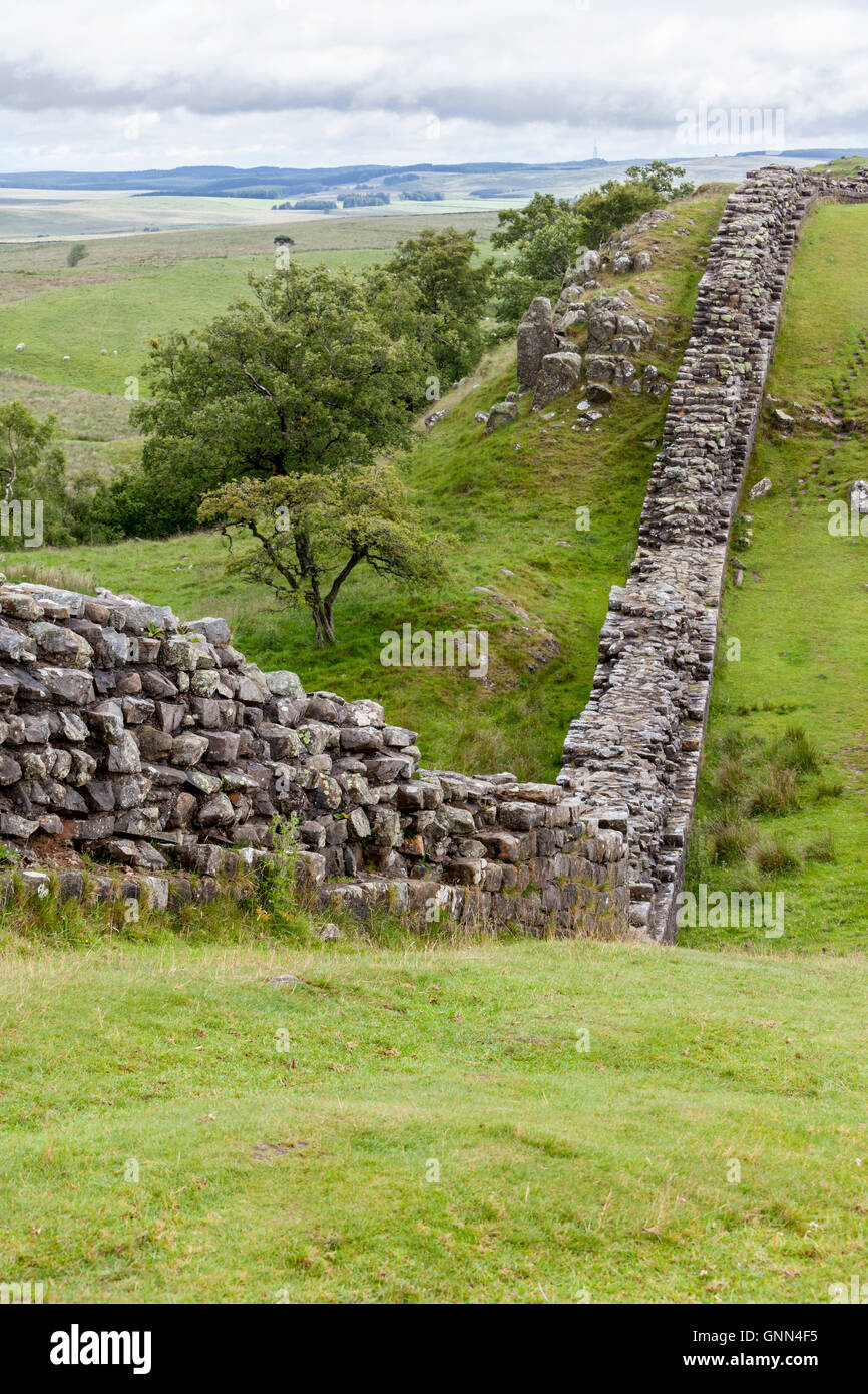 UK, England. Hadrian's Wall between Gilsland and Steel Rigg ...