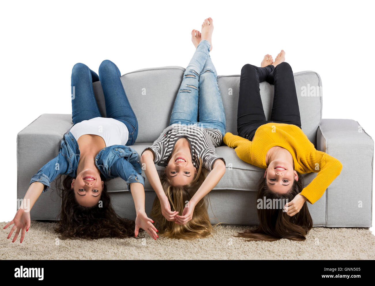 Beautiful Girls Sitting On Couch Hi Res Stock Photography And Images