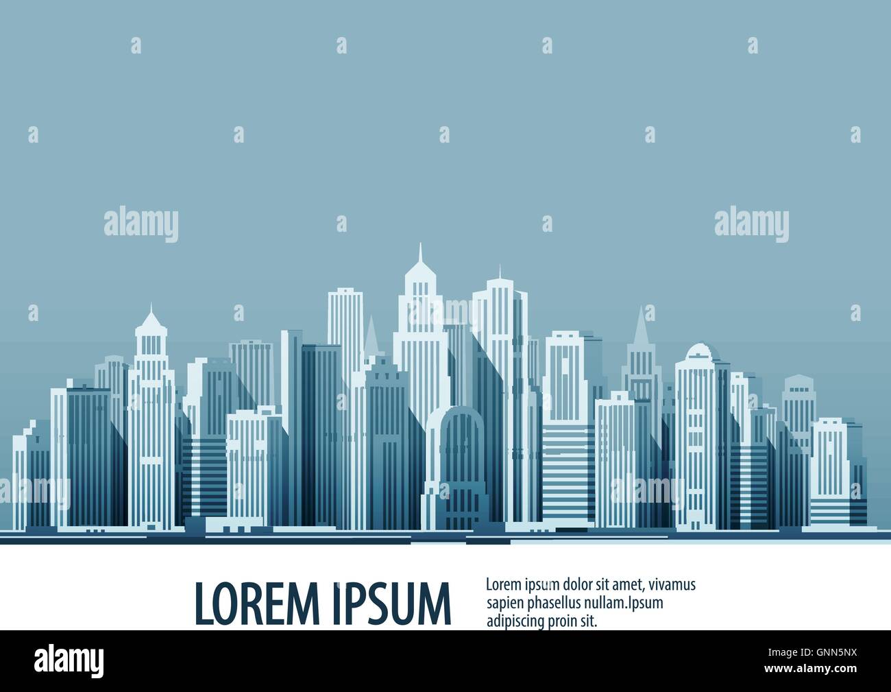 City. Architectural building in panoramic view. Vector illustration ...