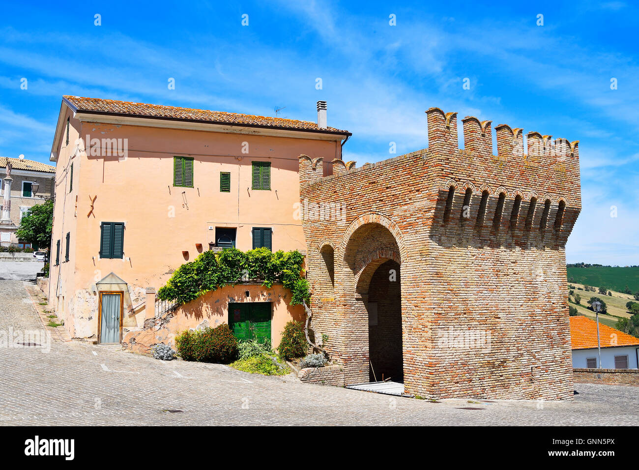 House, colored, Street, wall, fortification, village square, place ...