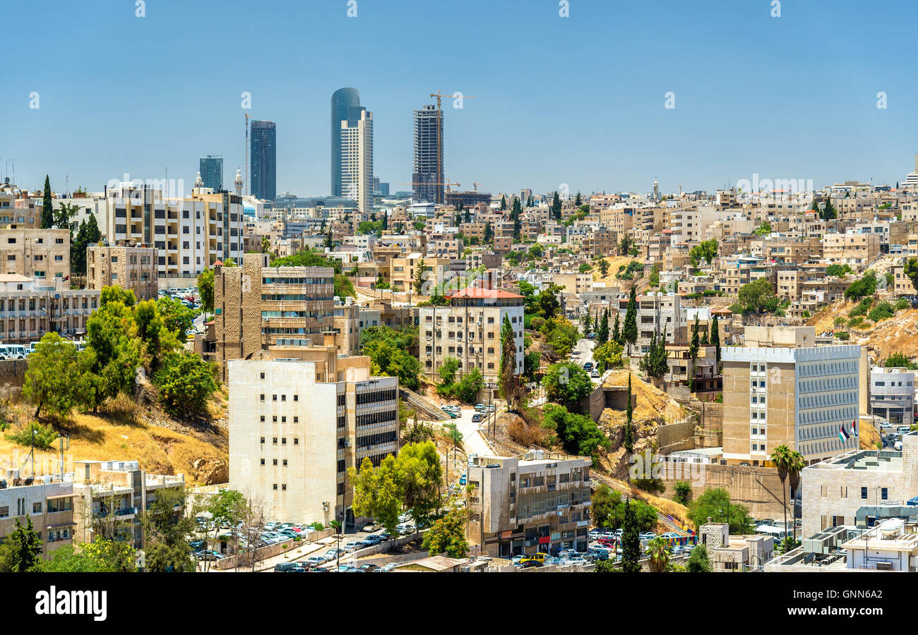 Cityscape of Amman downtown with skyscrapers at background Stock Photo ...