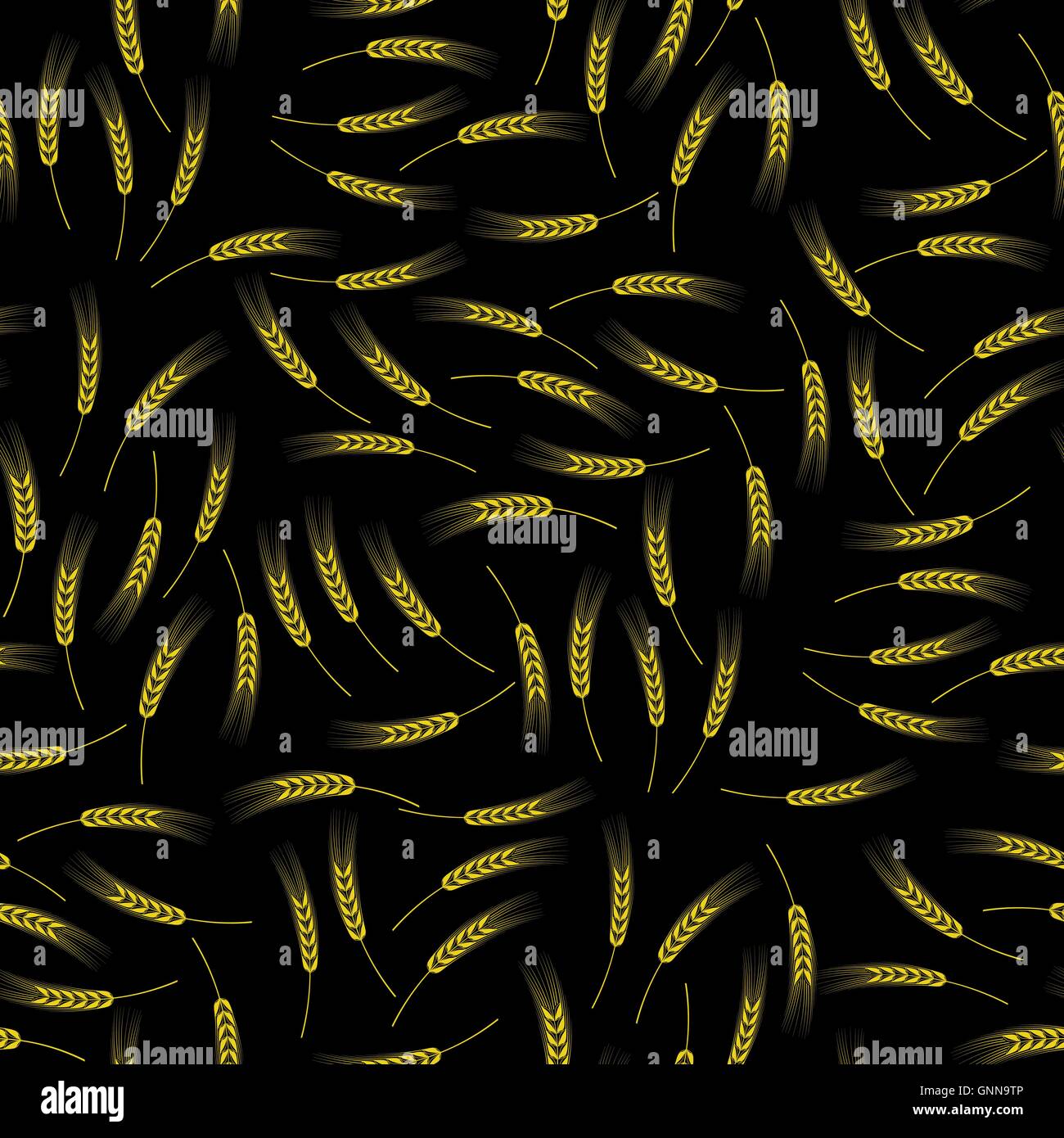 Yellow Wheat Seamless Pattern. Cereal Spikes Stock Vector Image & Art ...
