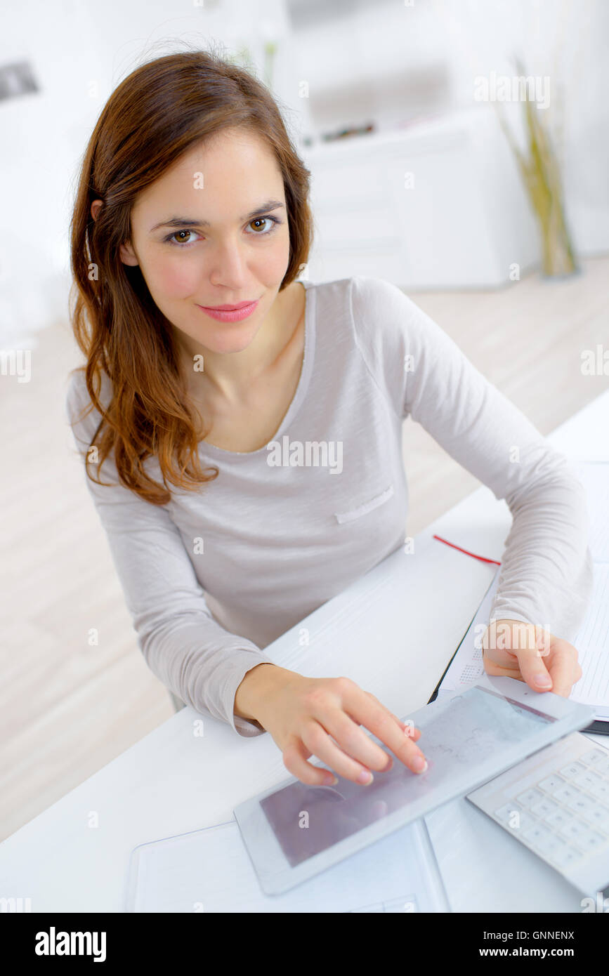 Woman working from home Stock Photo - Alamy