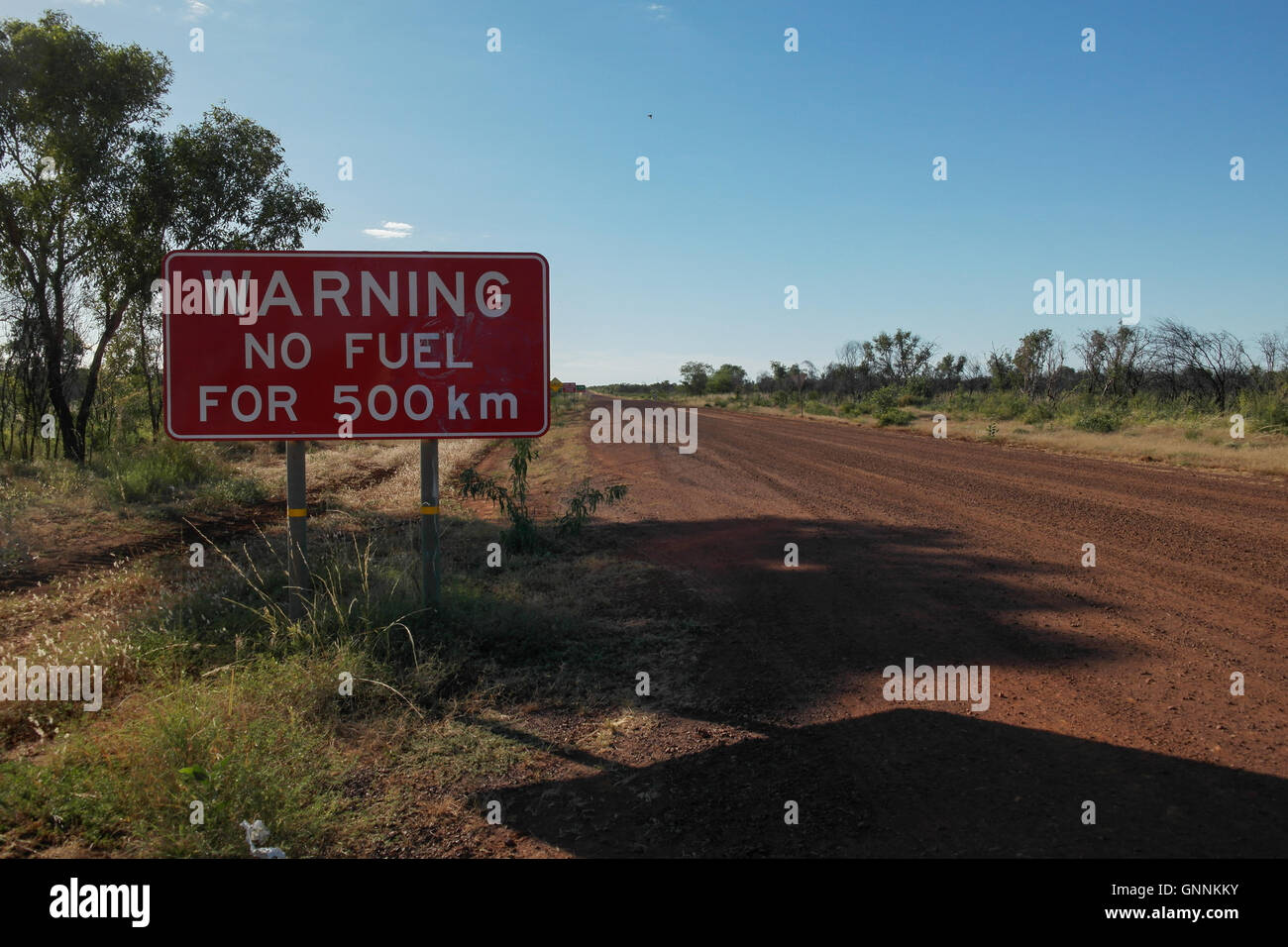 No fuel sign in the Northern Territory Outback - Australia Stock Photo ...