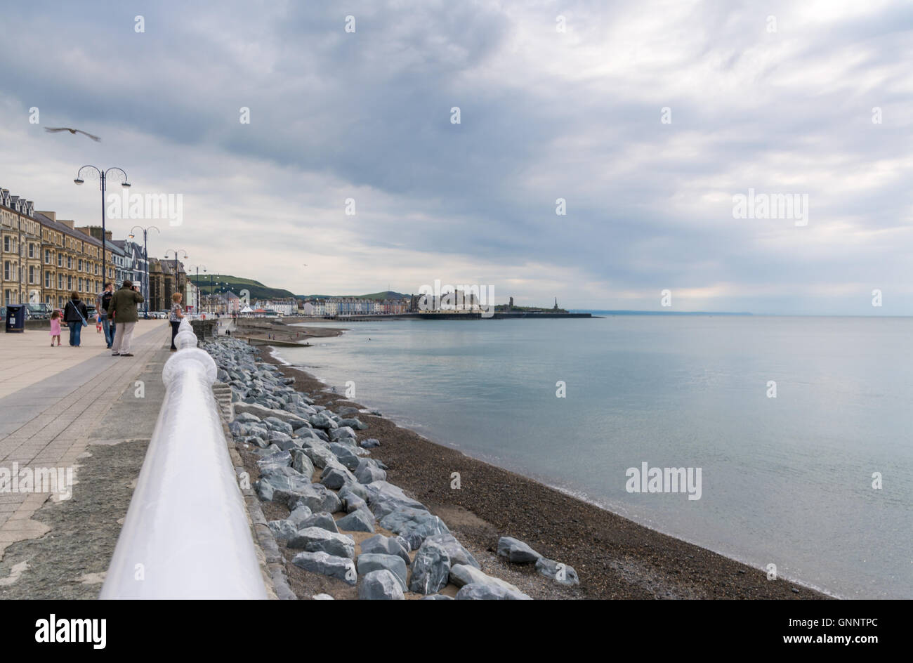 Looking down the promenade in Aberystwyth, Ceredigion, Wales, UK Stock ...