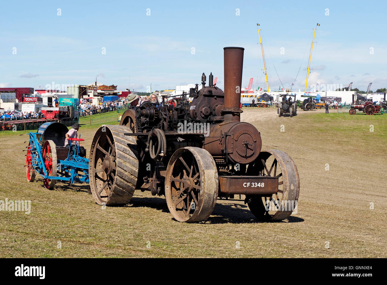 Old and rusty Fowler steam ploughing engine with plough at the Great ...