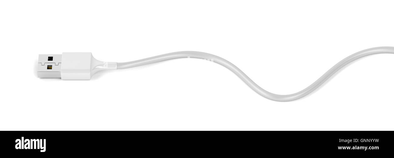 Usb cable on white background Stock Photo - Alamy