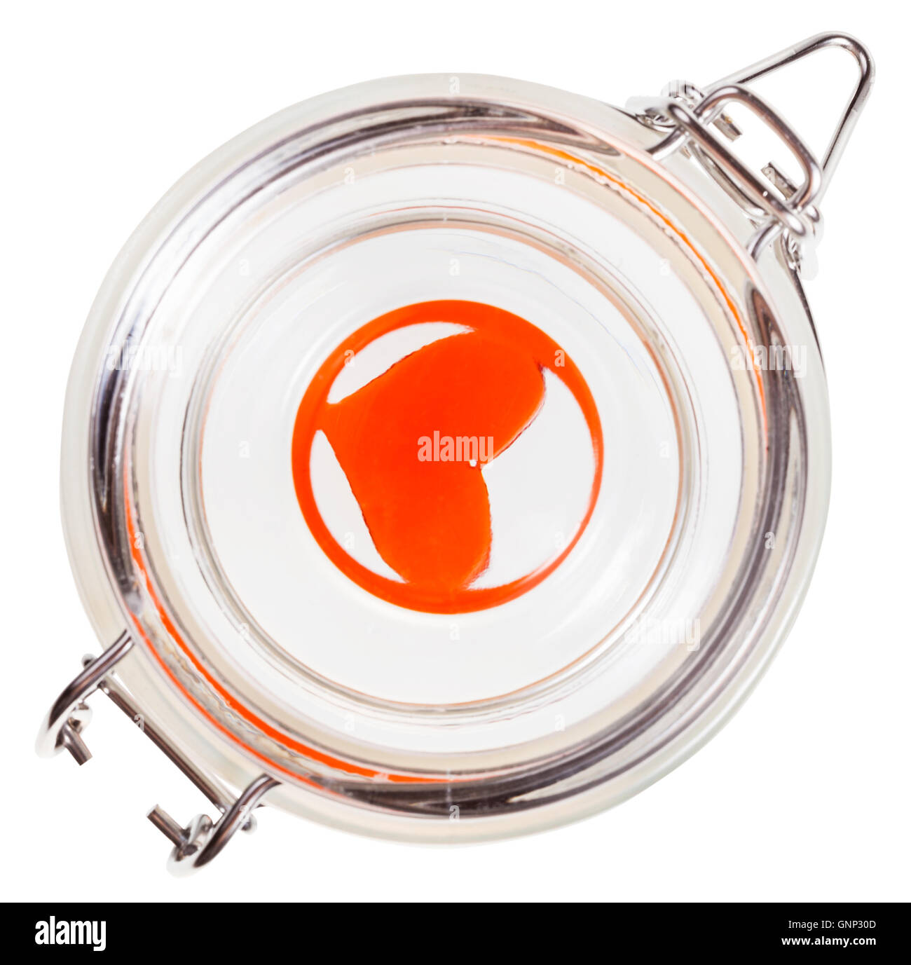 top view of red heart in closed glass jar isolated on white background ...