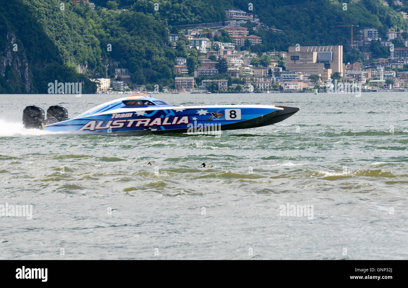 Lugano, Switzerland - 5 June 2016: XCat World Offshore speed boat ...