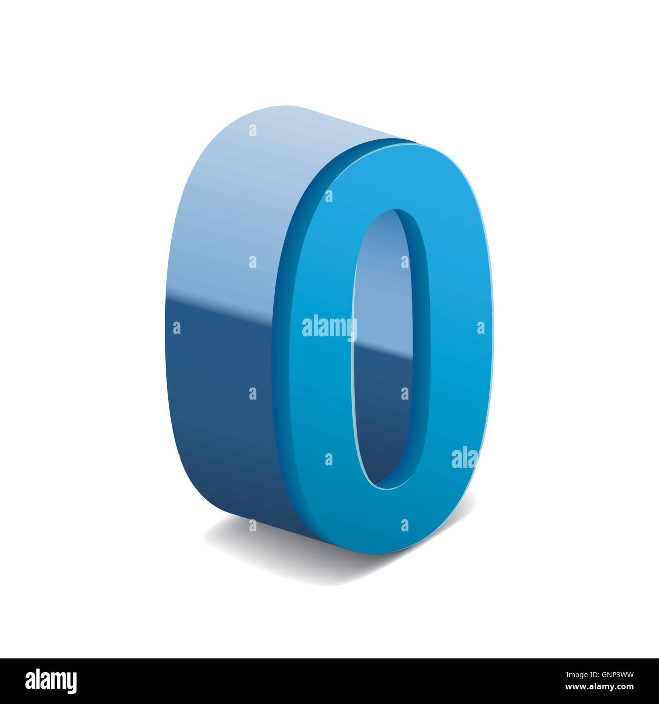 3D image shiny blue number 0 isolated on white background Stock Vector ...