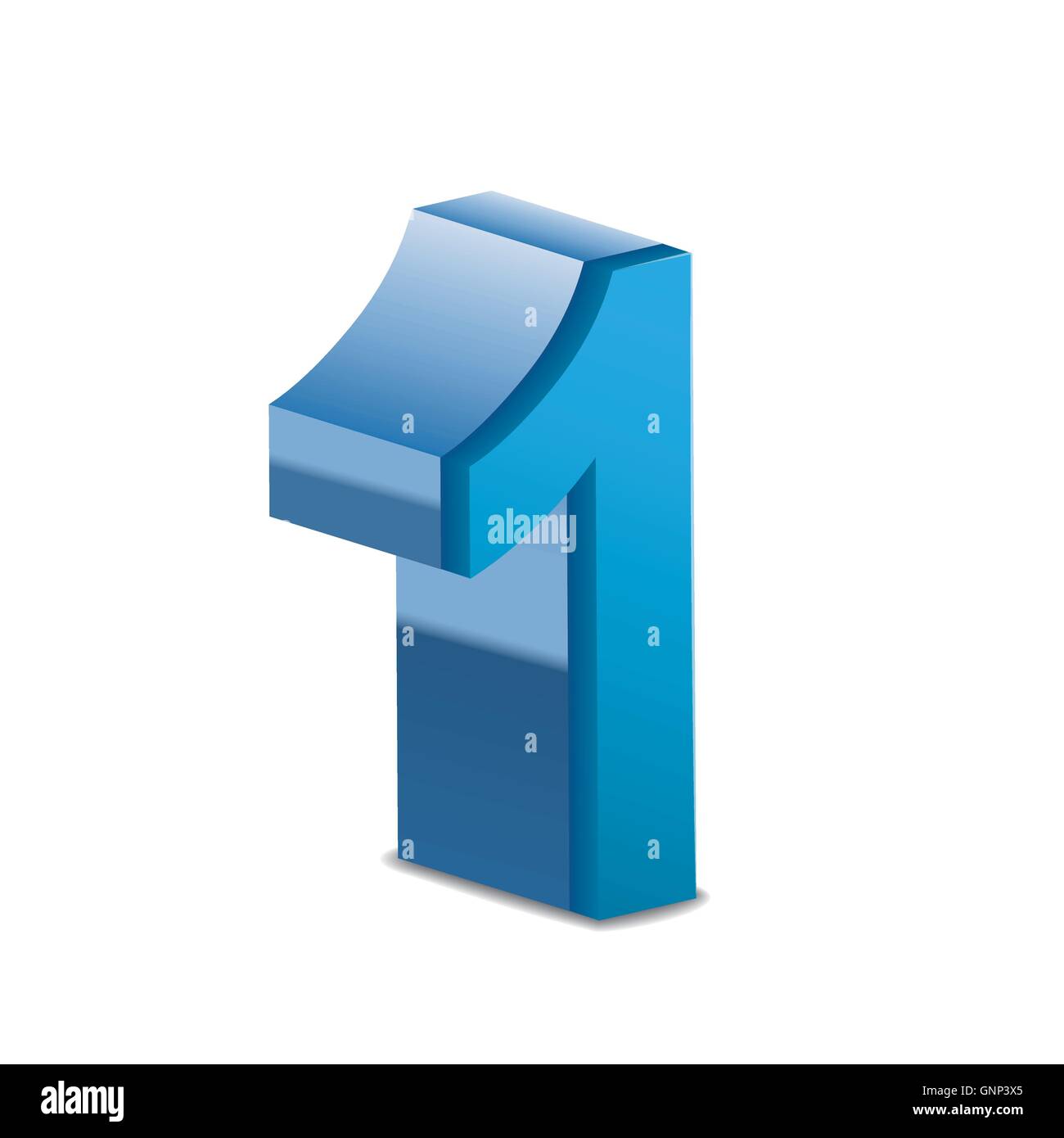 3D image shiny blue number 1 isolated on white background Stock Vector ...