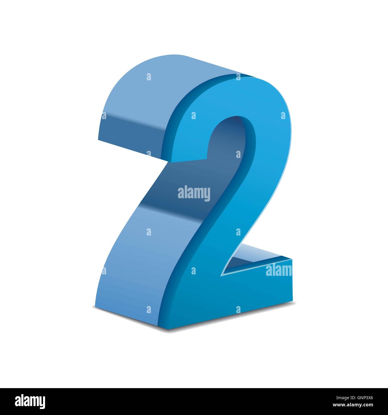 3D image shiny blue number 2 isolated on white background Stock Vector ...