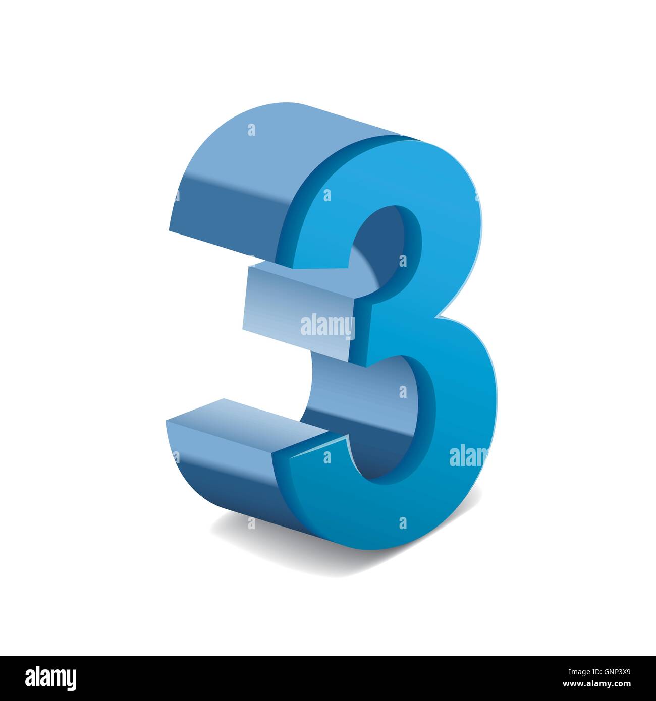 3D image shiny blue number 3 isolated on white background Stock Vector ...