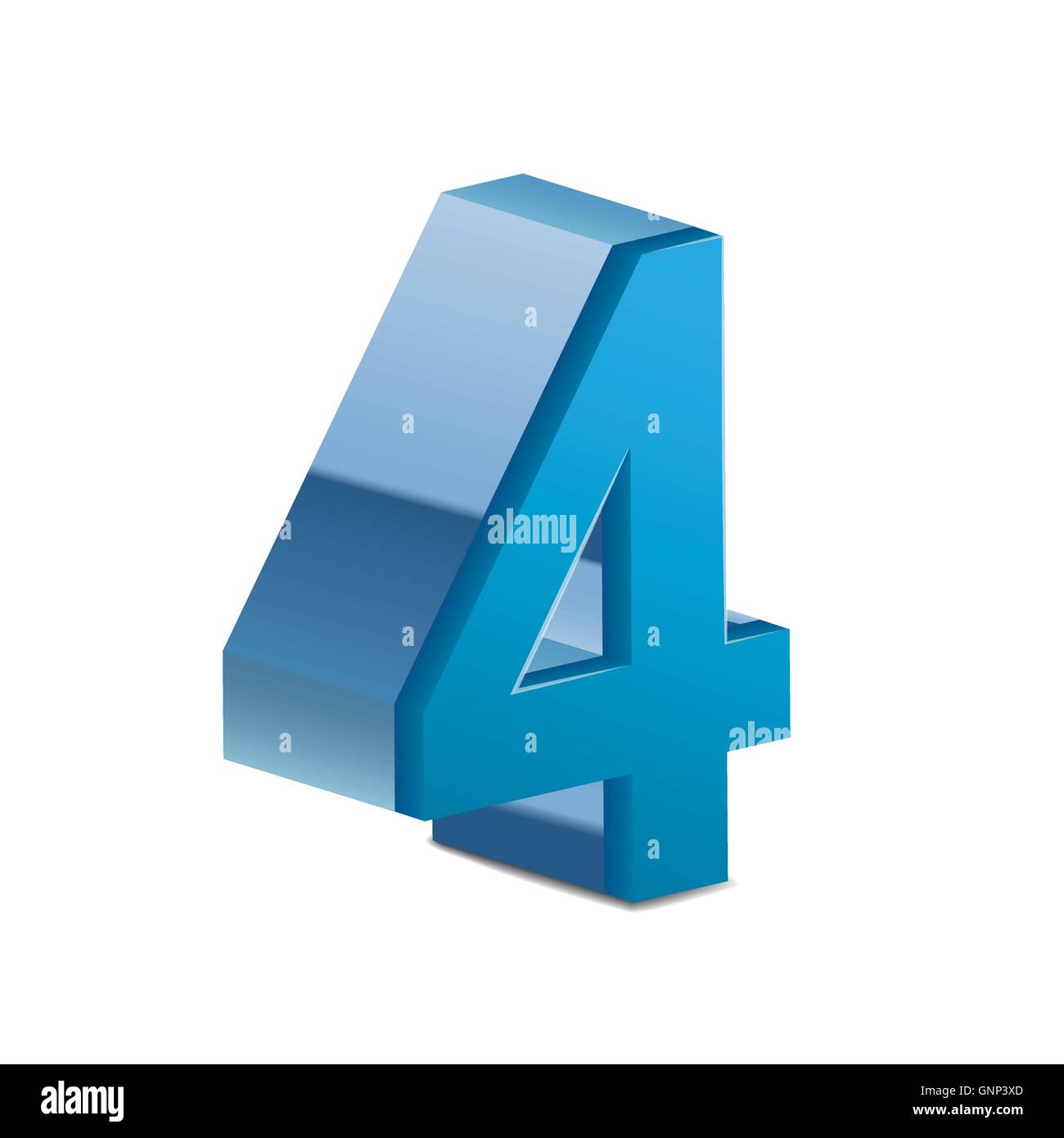 3D image shiny blue number 4 isolated on white background Stock Vector ...