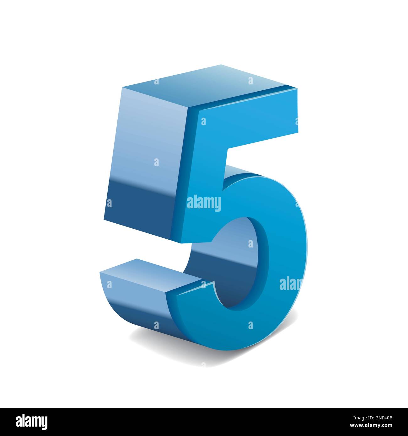 3D image shiny blue number 5 isolated on white background Stock Vector ...