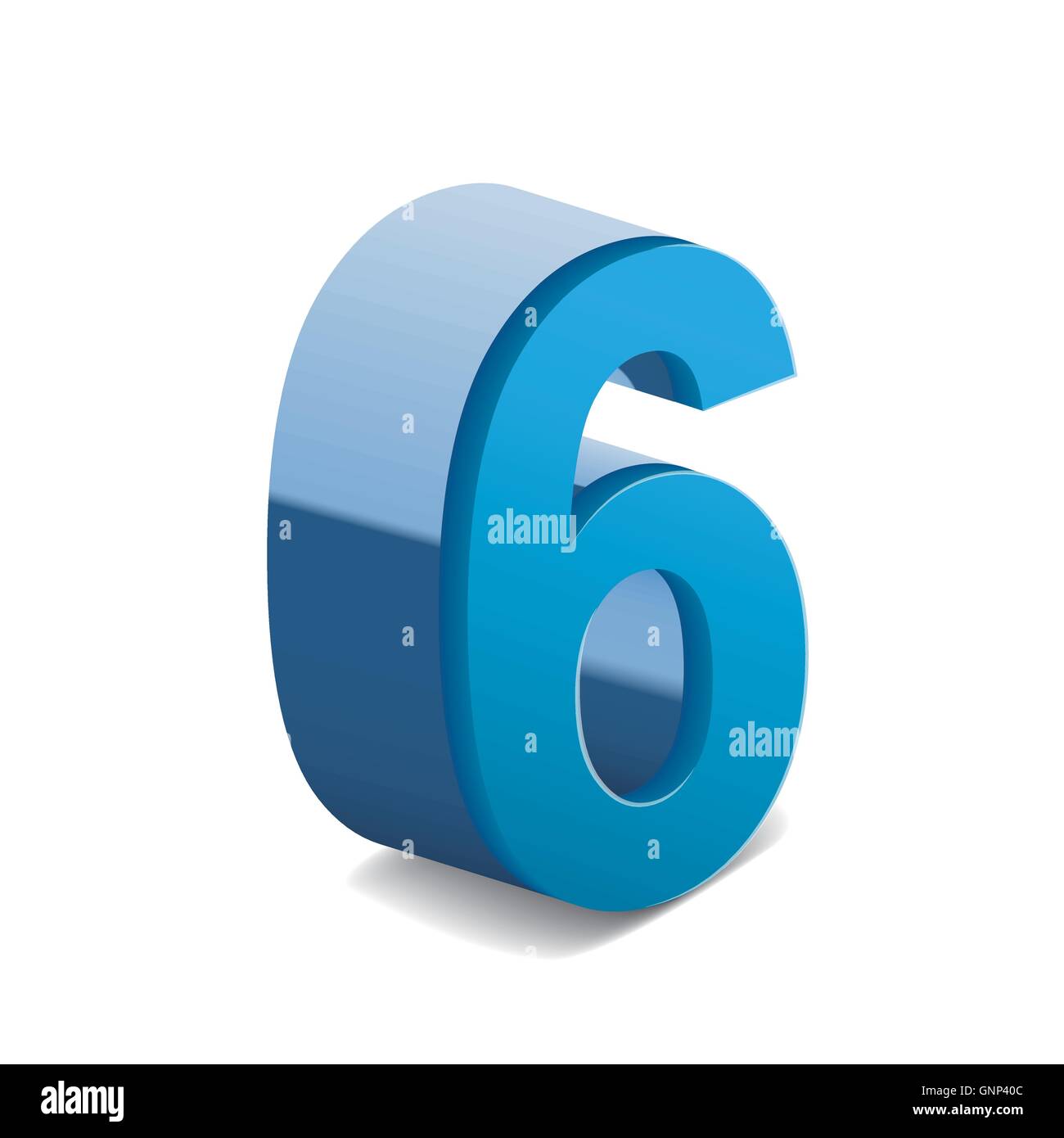 3D image shiny blue number 6 isolated on white background Stock Vector ...