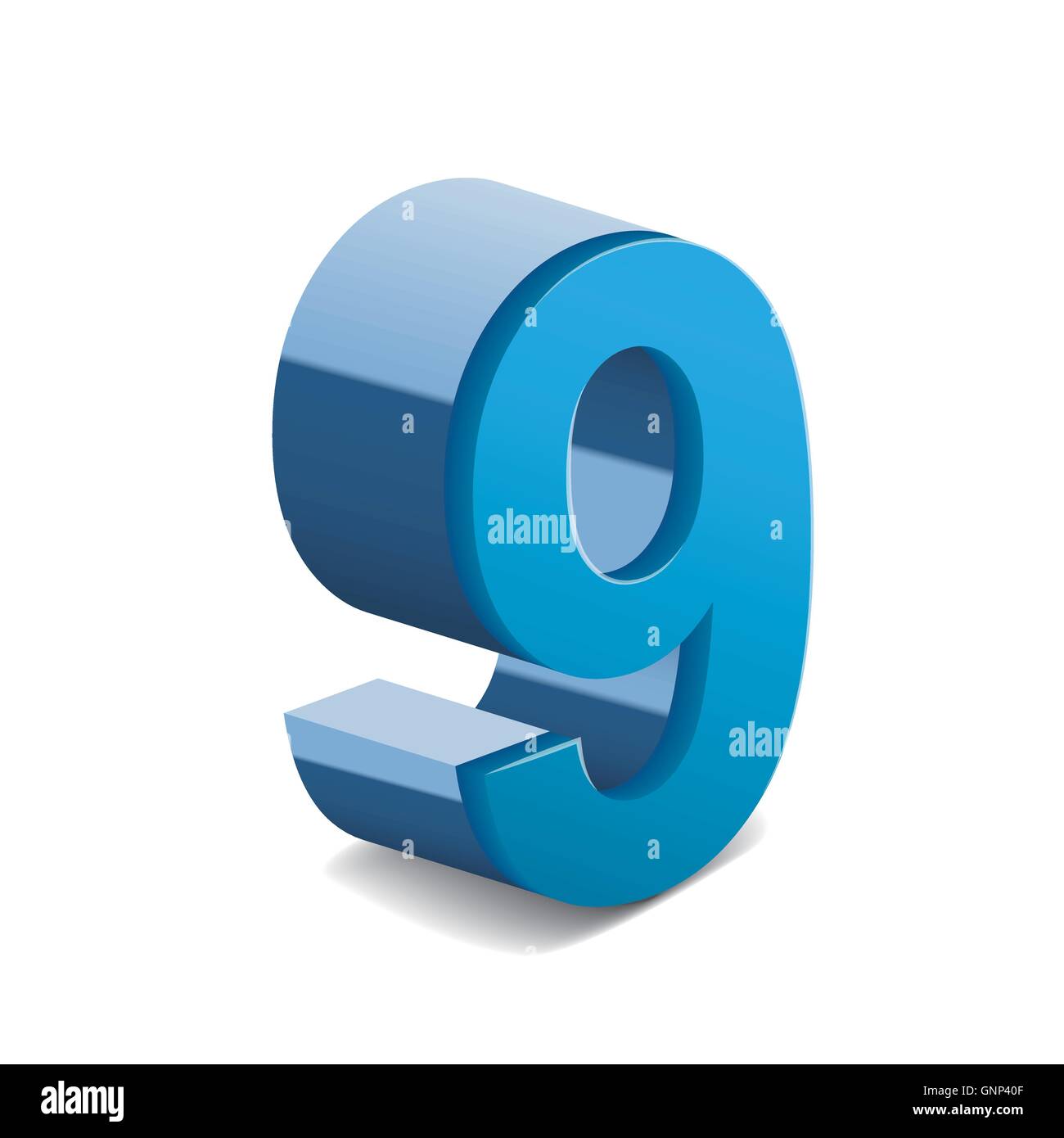 3D image shiny blue number 9 isolated on white background Stock Vector ...