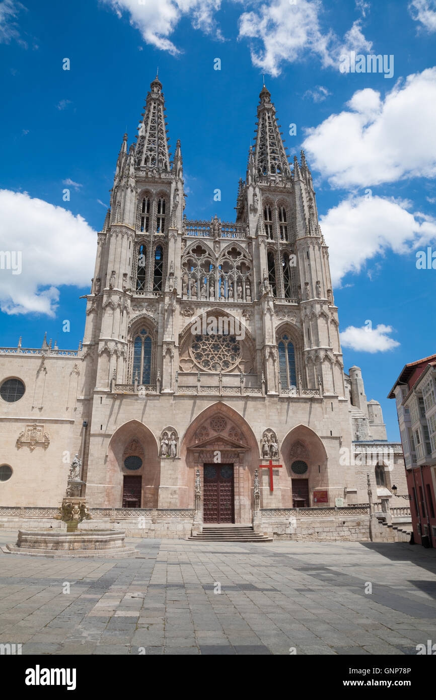 facade landmark of famous gothic catholic cathedral St Mary or Santa ...