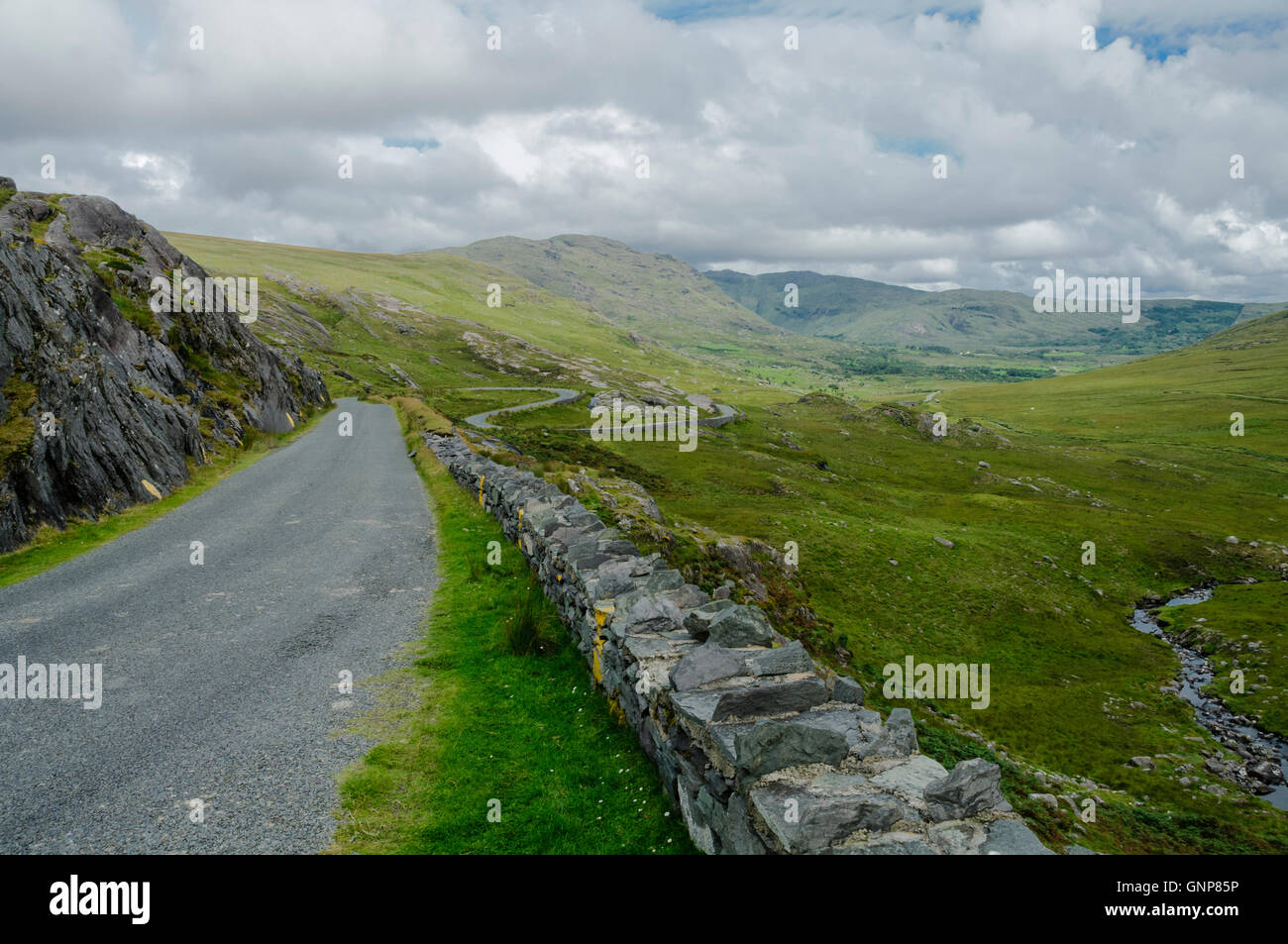 The winding road leading to the Healy Pass, between Country Cork and ...