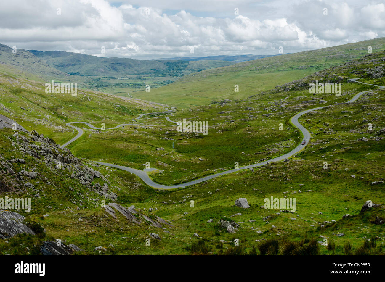 The winding road leading to the Healy Pass, between Country Cork and ...