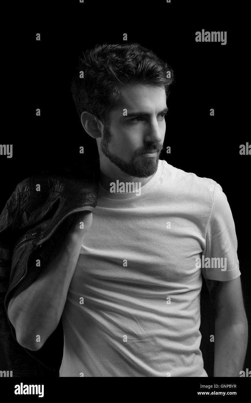 Black male model wearing Black and White Stock Photos & Images - Alamy