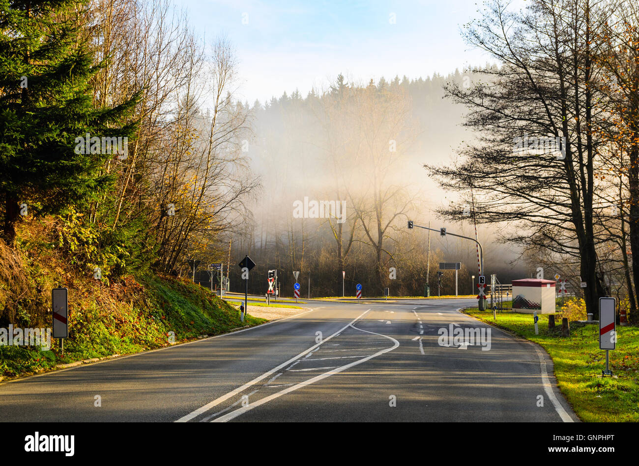 autumn road scene Stock Photo - Alamy