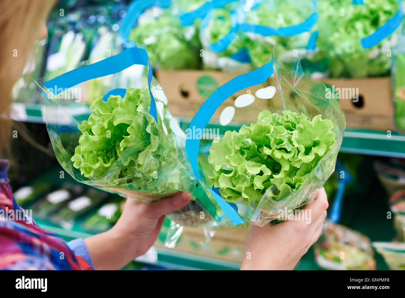 Salad green leaf in the store Stock Photo - Alamy