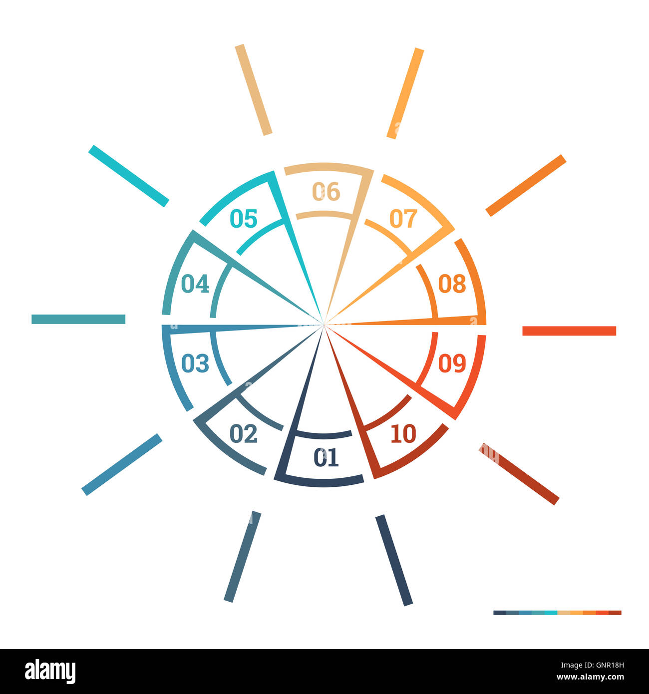 Infographic Pie chart template colourful circle from lines with text ...