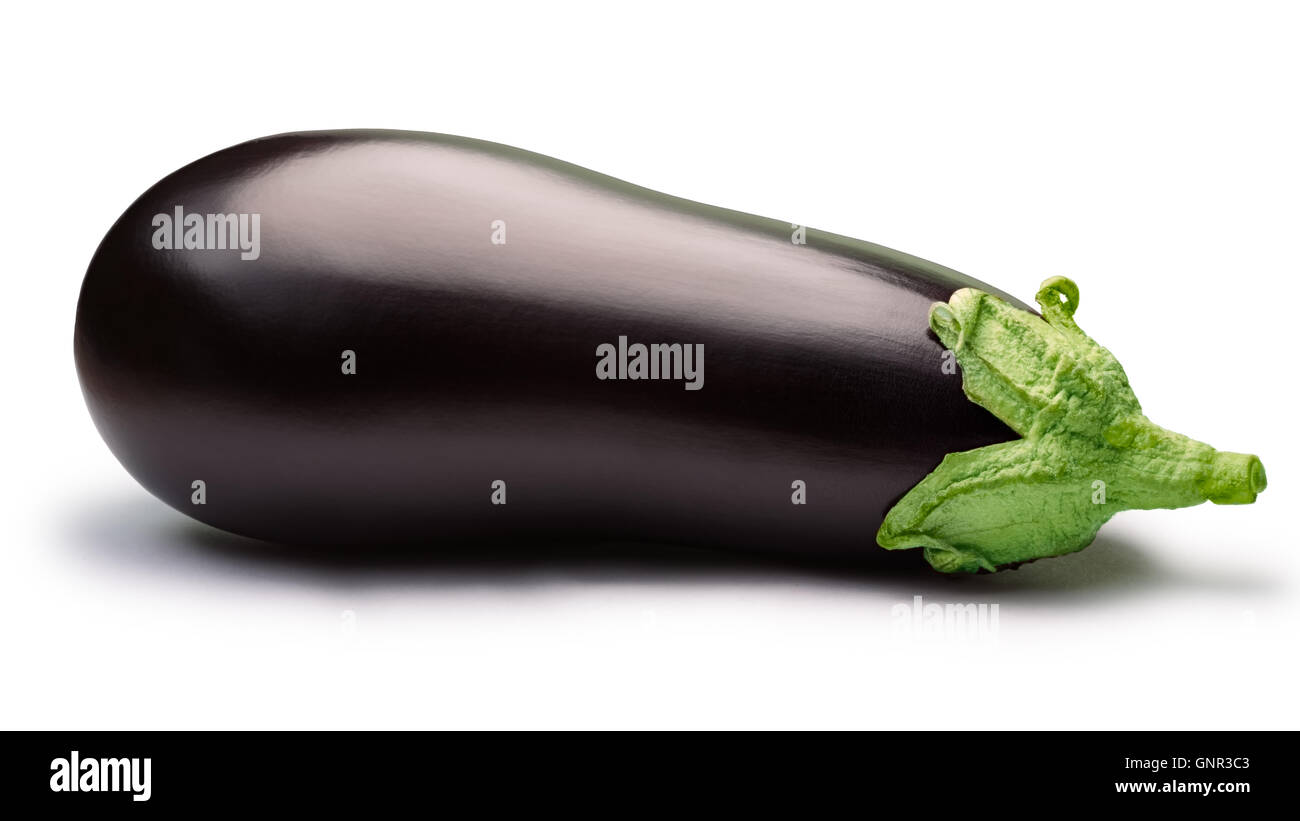 Eggplant (Solanum melongena), whole, fresh. Clipping path, shadow ...