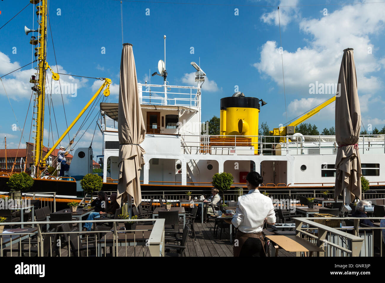 Emden, Germany, Restaurant operating on a ship in the port of Emden ...