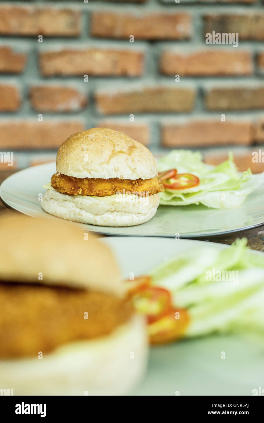 Big hamburger chicken cutlet hi-res stock photography and images - Alamy