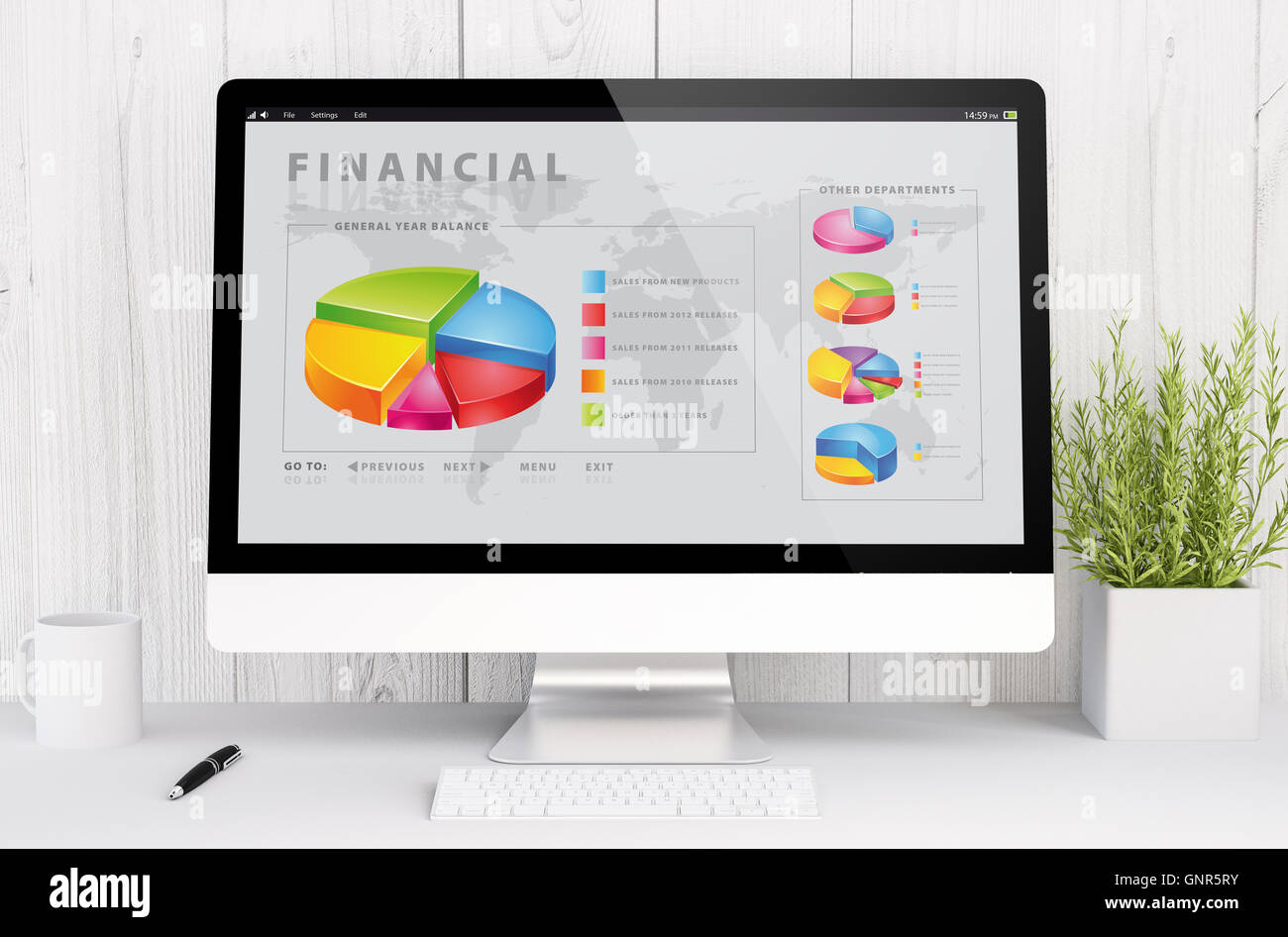 3d rendering web financial graphics on computer. All screen graphics ...