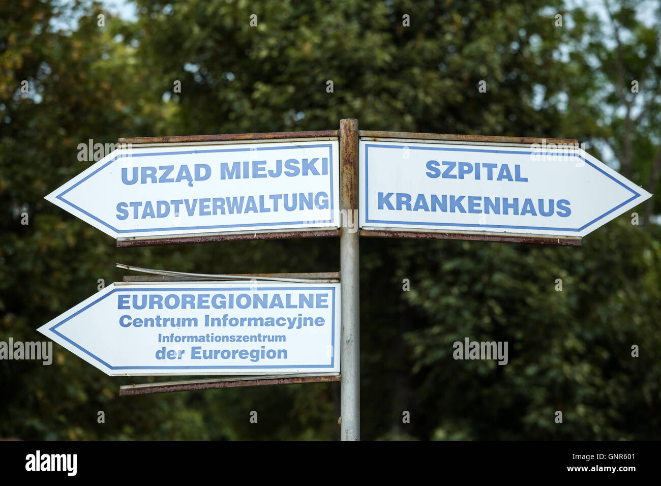 Gubin, Poland, bilingual signs Stock Photo - Alamy
