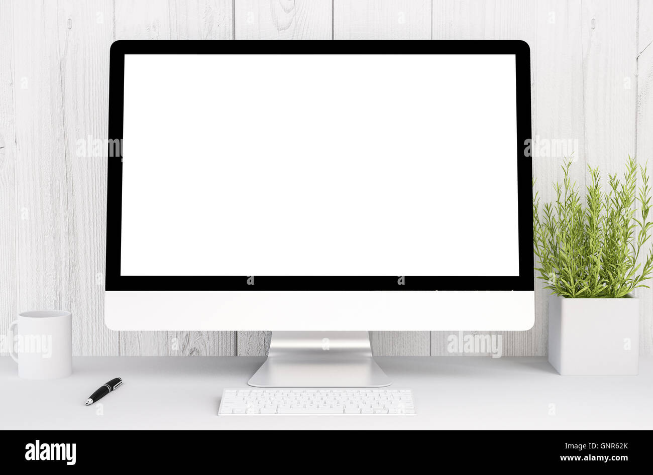 3d rendering mock up pc screen Stock Photo - Alamy