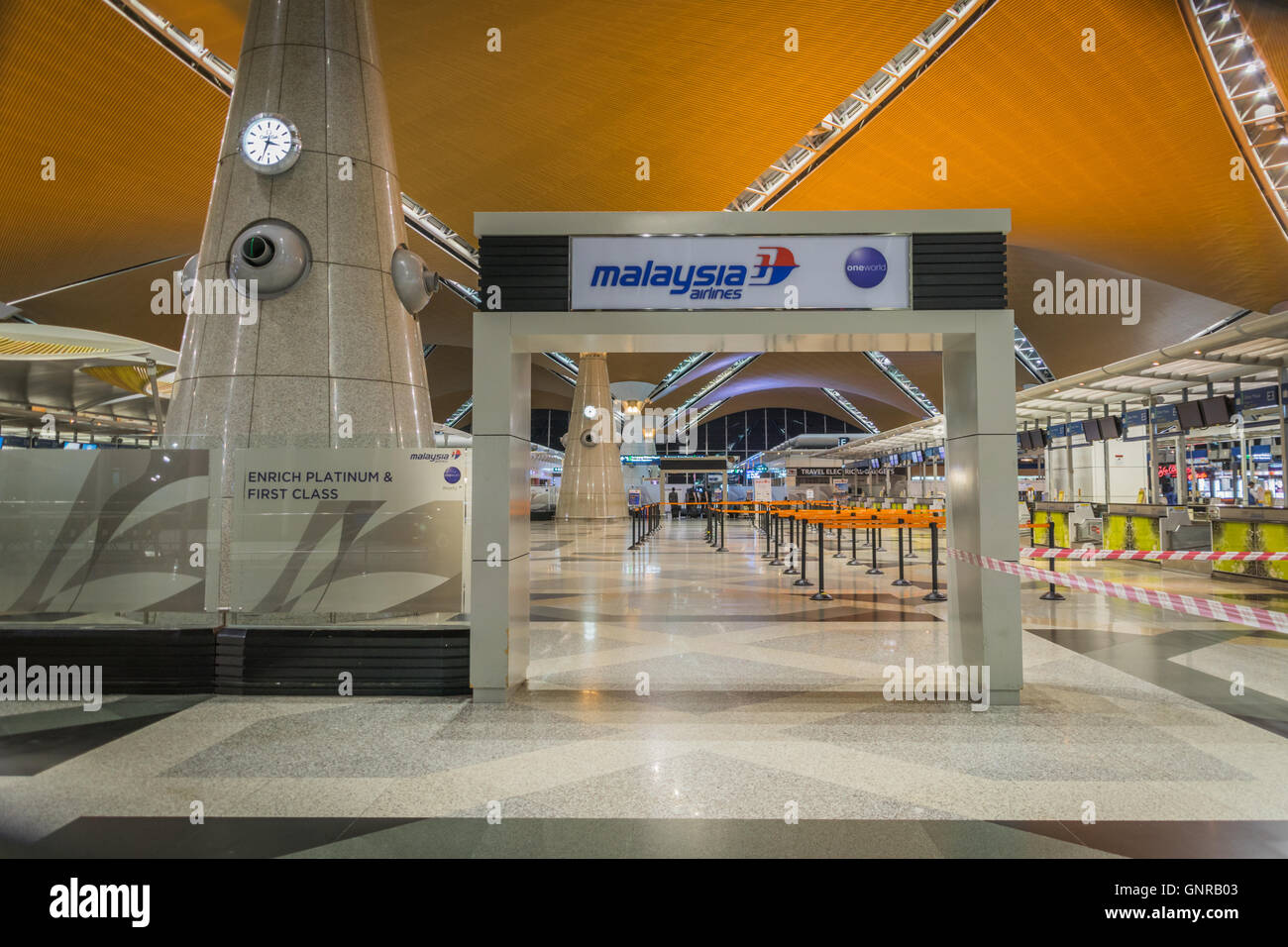 Kuala Lumpur, Malaysia - circa August 2016: Malaysia Airlines check-in ...