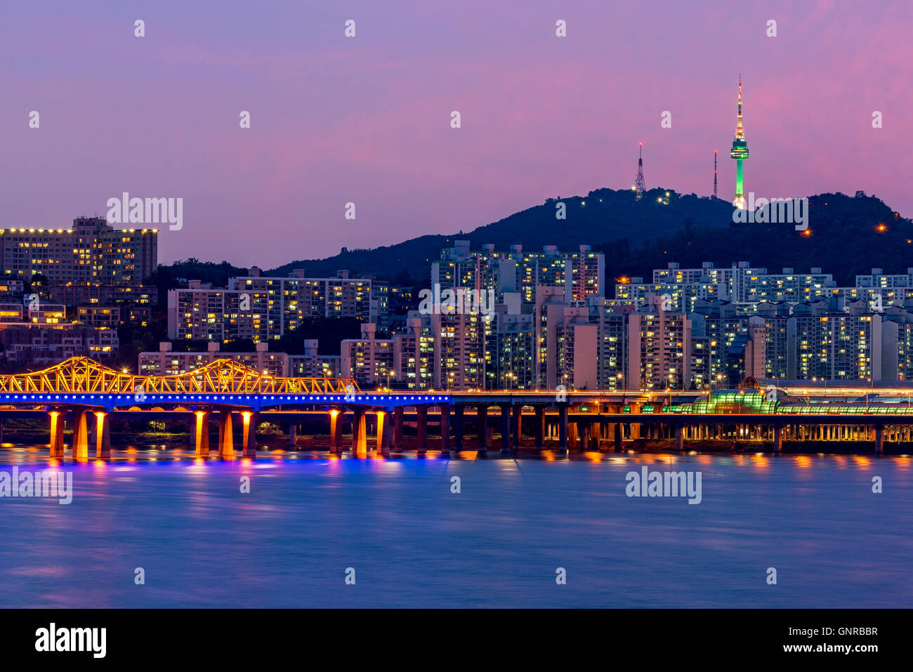 Korea,Seoul at night, South Korea city skyline Stock Photo - Alamy