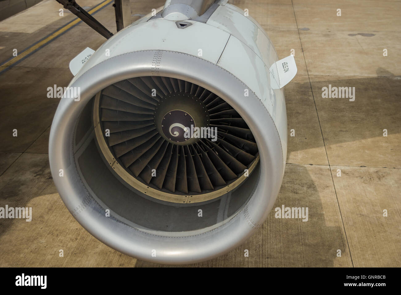Close up Jet engine turbine of airplane Stock Photo - Alamy