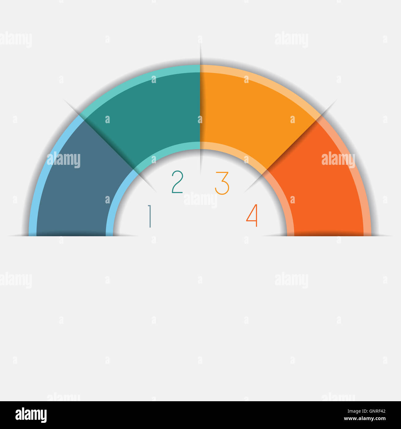 Infographic Color Semicircle template with text areas on 4 positions ...