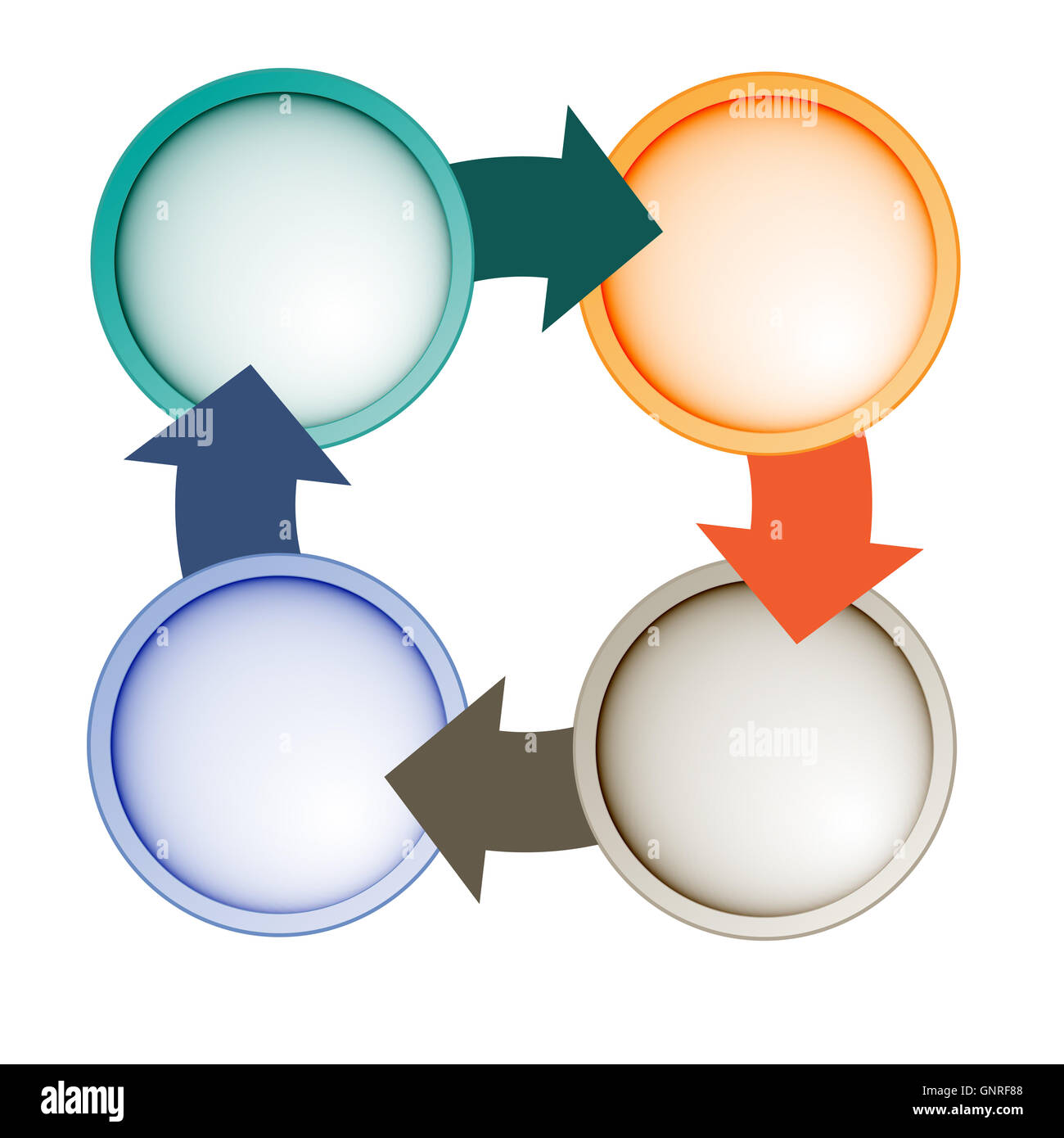Infographic Cyclic Process With Text Areas On Four Positions Stock ...