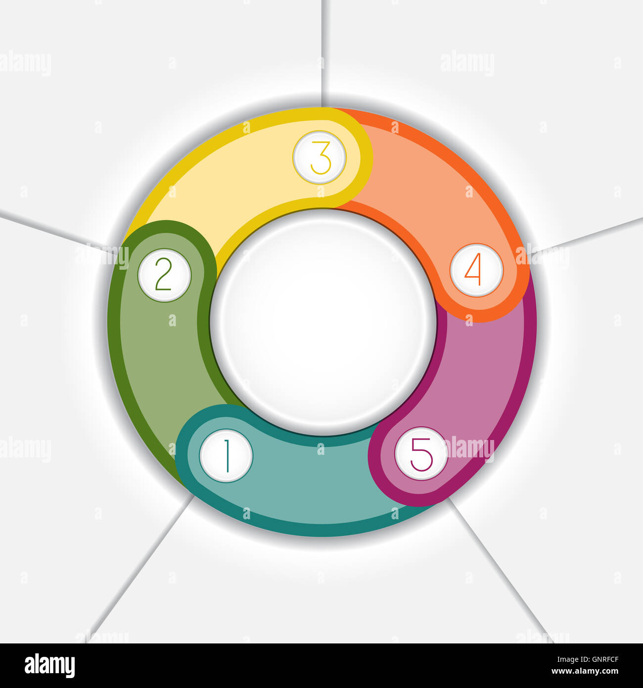 Infographic multi-coloured ring numbered, template with text area for ...