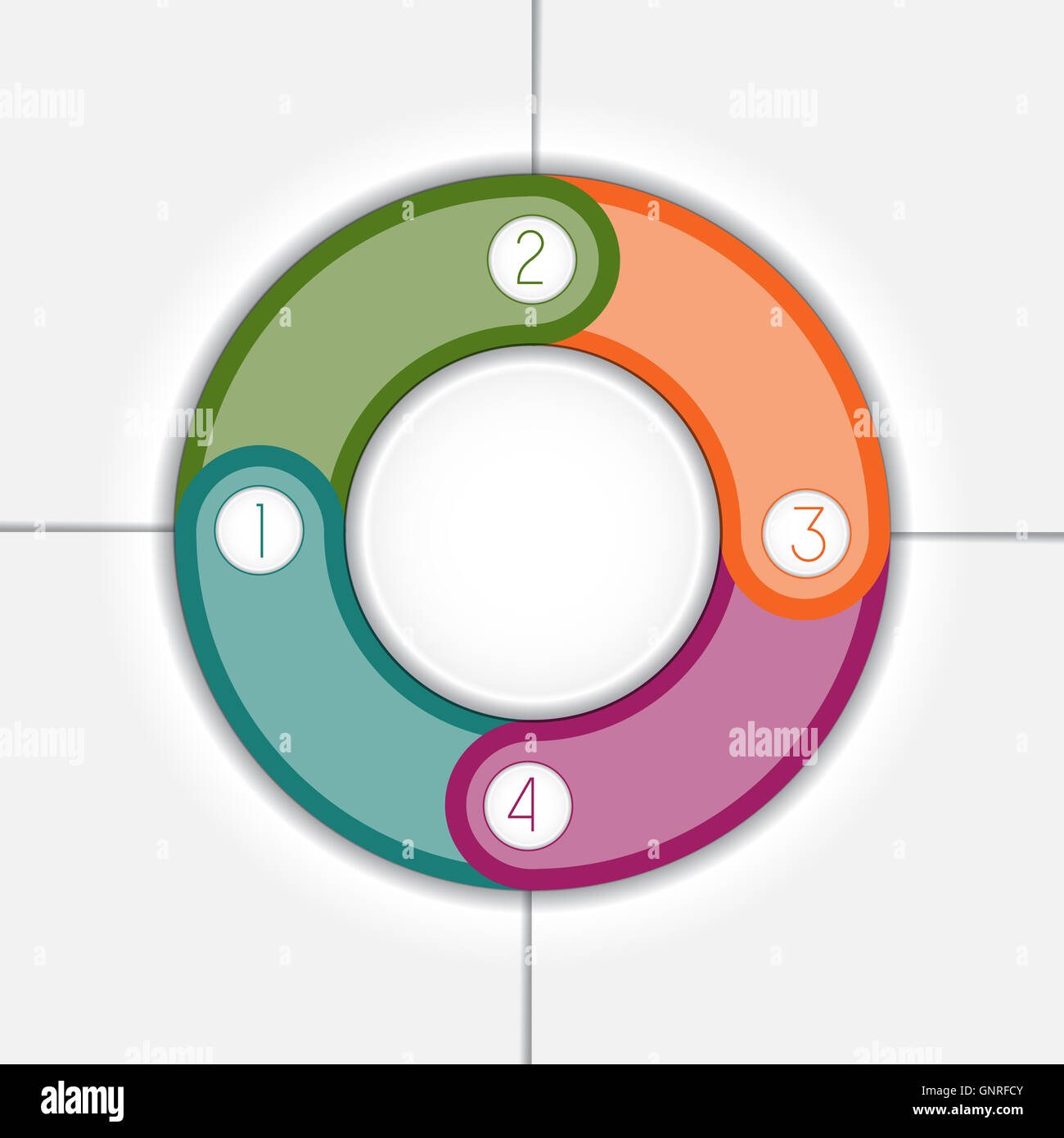 Infographic multi-coloured ring numbered, template with text area for ...