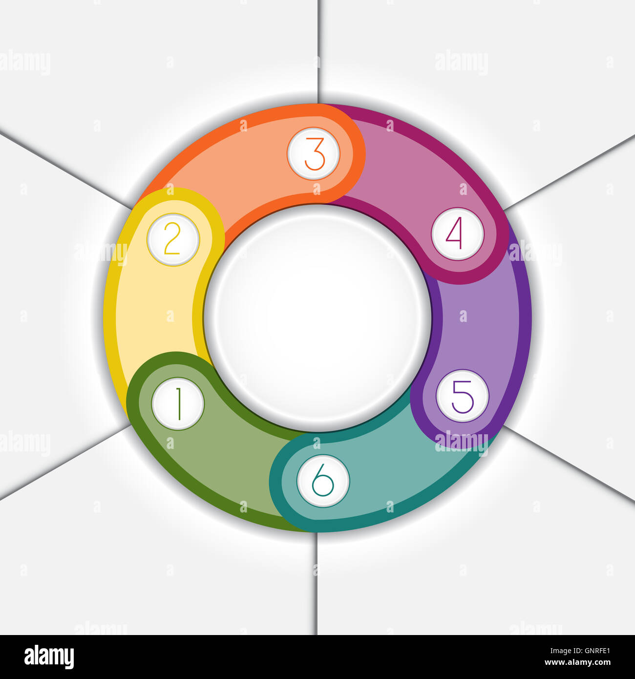 Infographic multi-coloured ring numbered, template with text area for ...
