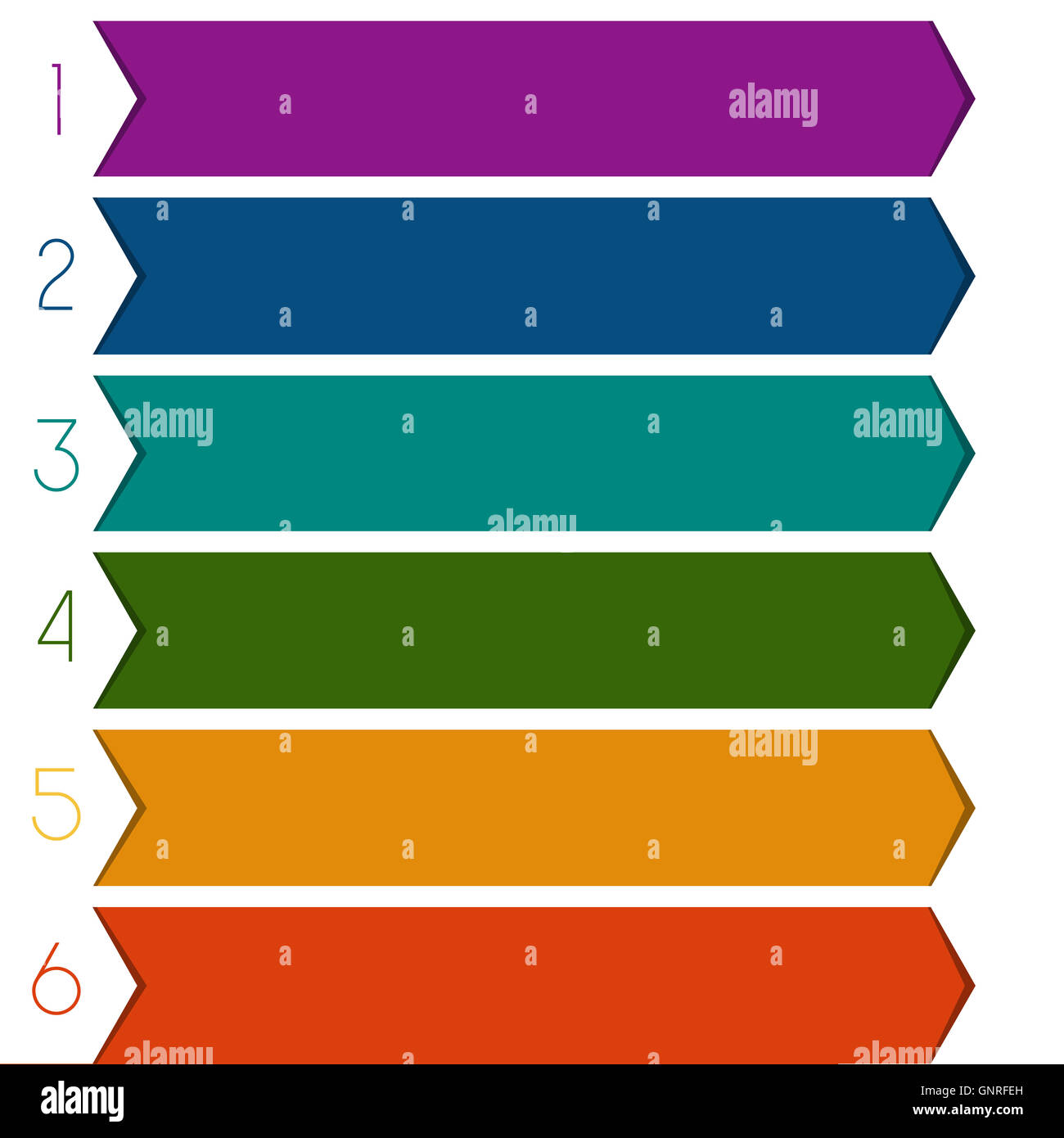 Infographic Six Colour Strips Arrows Stock Photo - Alamy