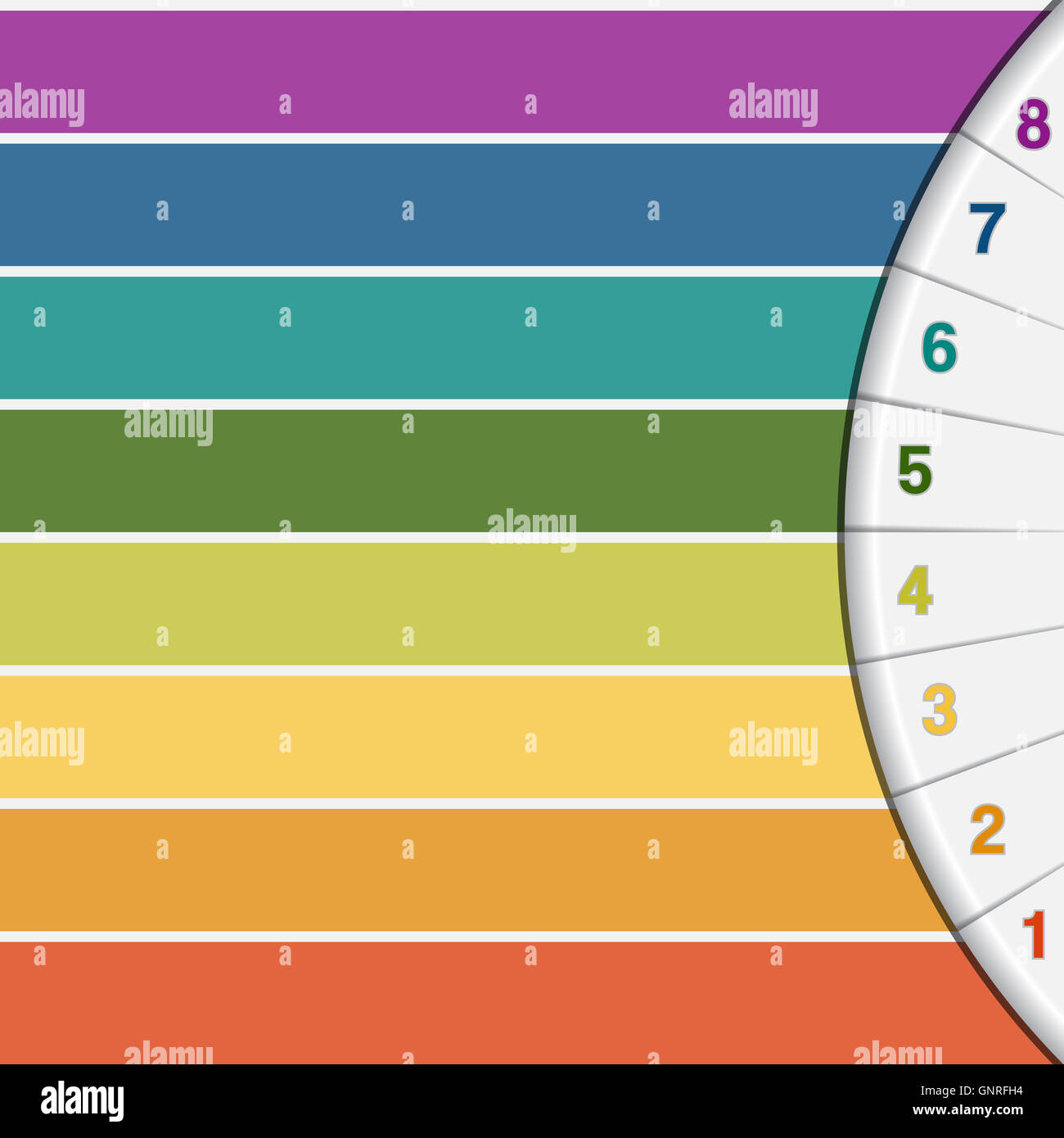Illustration Template, Colour Strips And Numbered Semicircle With Text ...