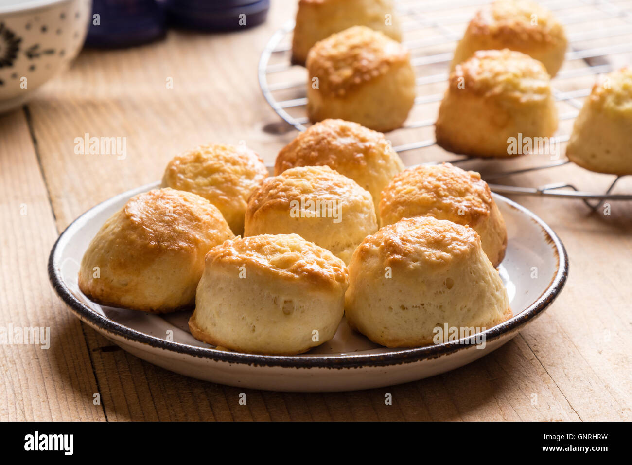 homemade scone with cheese in rustic setting Stock Photo - Alamy