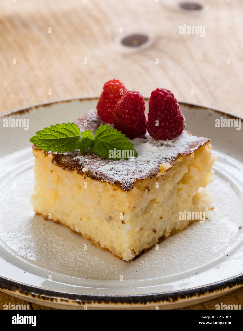 traditional homemade baked rice pudding with rasberry Stock Photo - Alamy