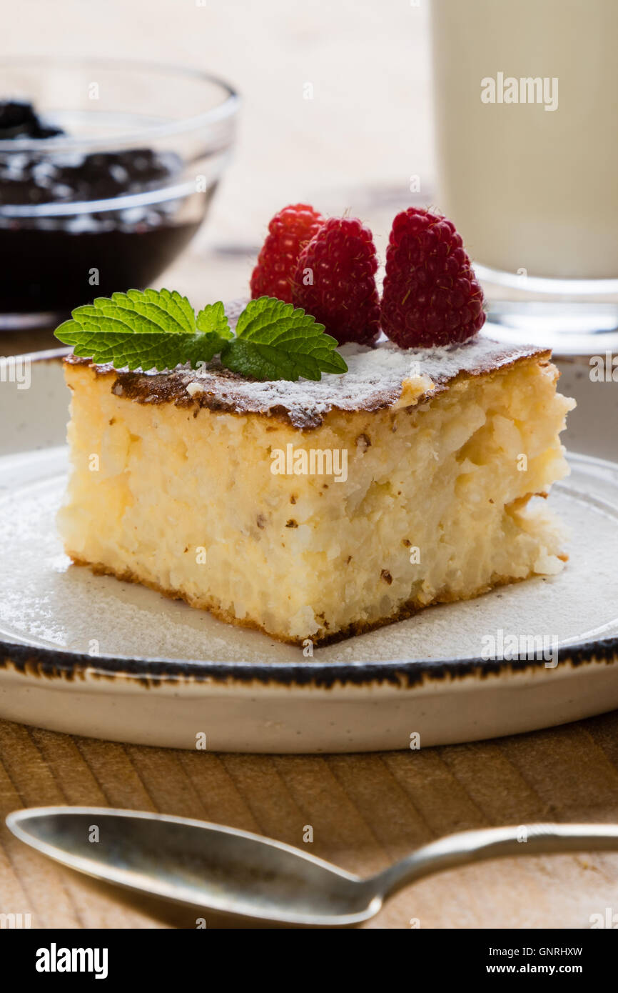 traditional homemade baked rice pudding with rasberry Stock Photo - Alamy