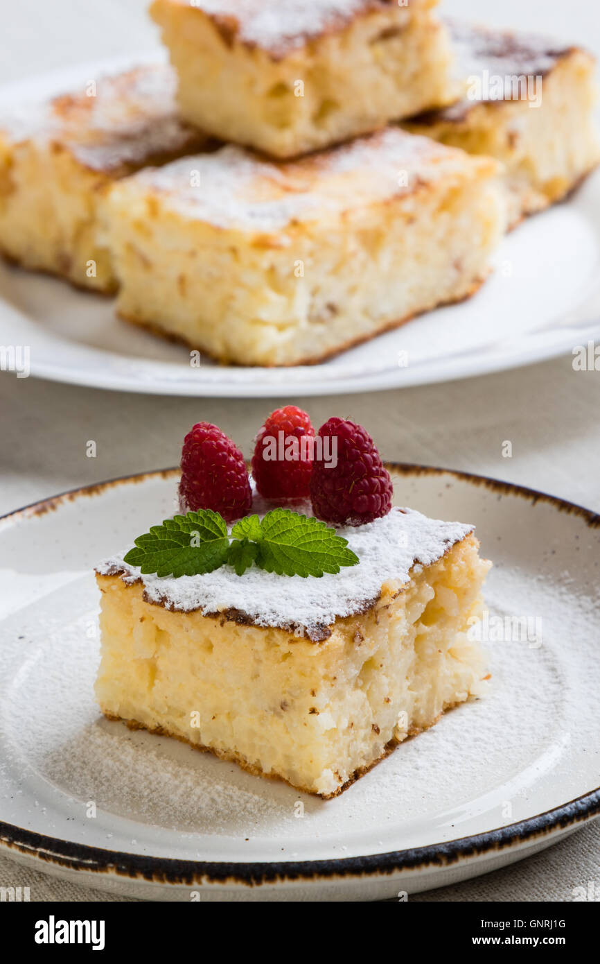 traditional sweet baked rice pudding on plate Stock Photo - Alamy