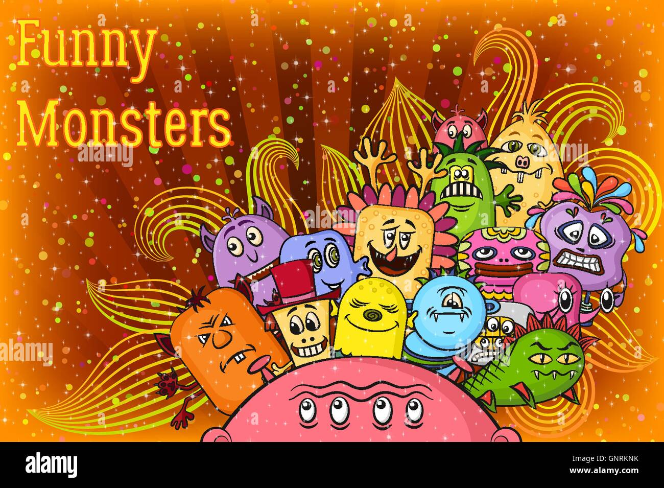 Cartoon Monsters Background Stock Vector Image & Art - Alamy